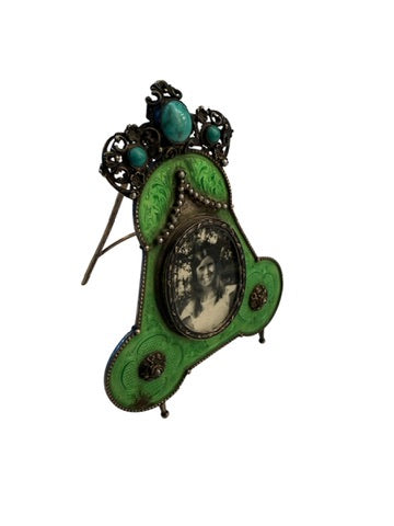 Item #963- GREEN ENAMEL AND TURQUOISE FRAME FROM DEBBIE’S HOME – Debbie ...