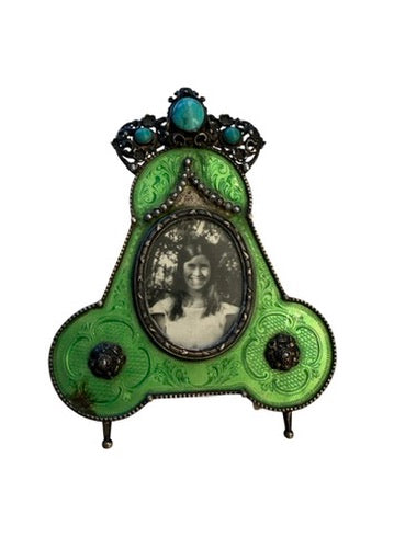 Item #963- GREEN ENAMEL AND TURQUOISE FRAME FROM DEBBIE’S HOME – Debbie ...
